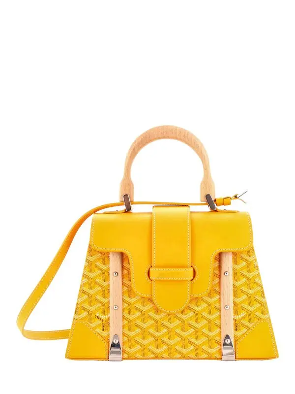 Goyard Saigon Top Handle Bag Coated Canvas With Leather Pm - Yellow