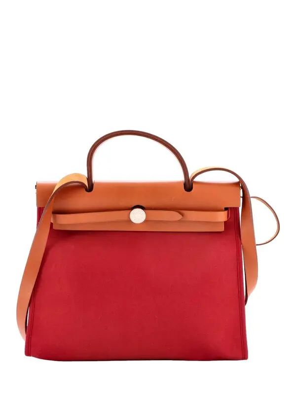 Hermès Herbag Zip Leather And Toile 31 - Rubis
