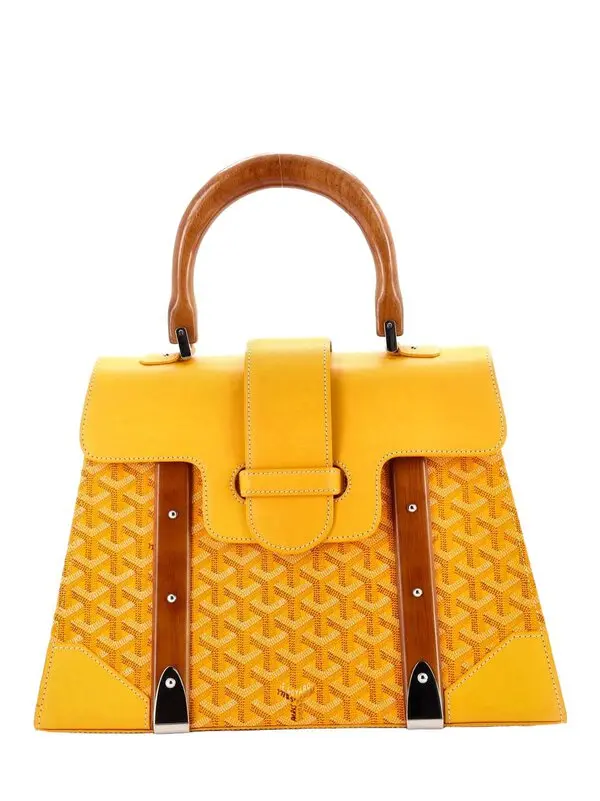 Goyard Saigon Top Handle Bag Coated Canvas With Leather Mm - Yellow