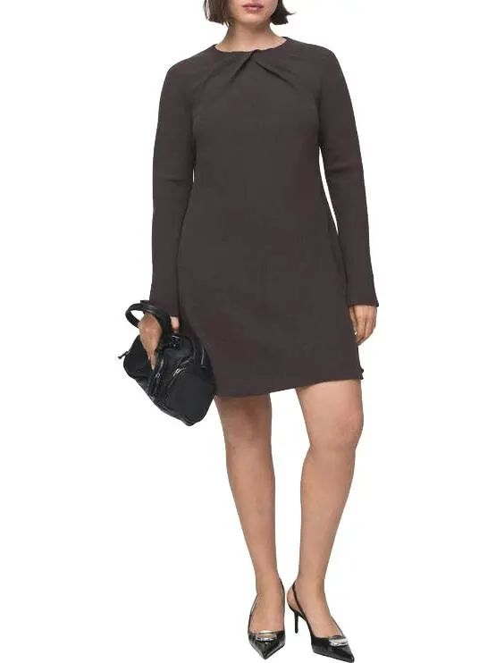 Mango Drape Long Sleeve Sheath Dress - Brown