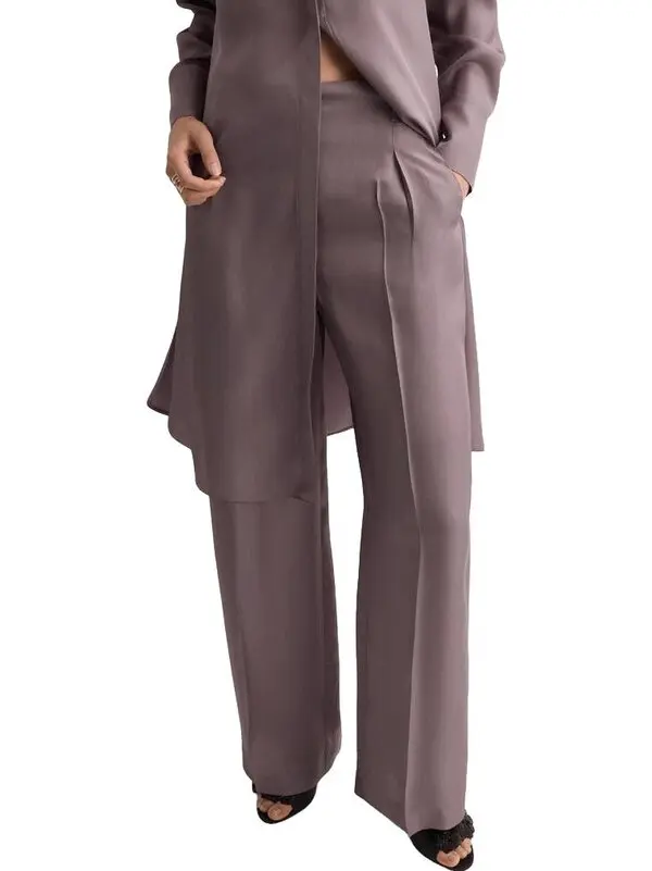Mango Straight-leg Pleated Trousers - Pastel Purple