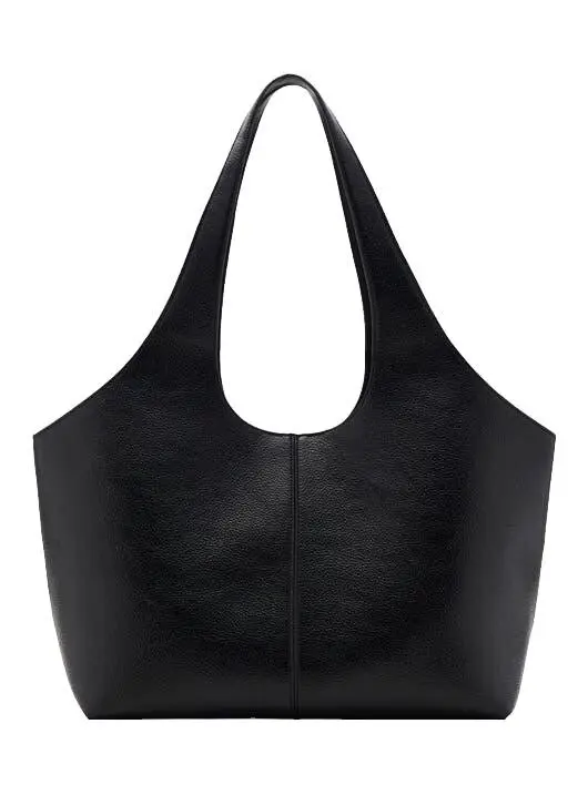 Mango Large Faux Leather Shopper Tote - Black