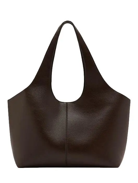 Mango Large Faux Leather Shopper Tote - Chocolate