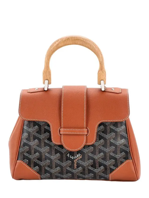 Goyard Saigon Top Handle Bag Coated Canvas With Leather Mini - Brown
