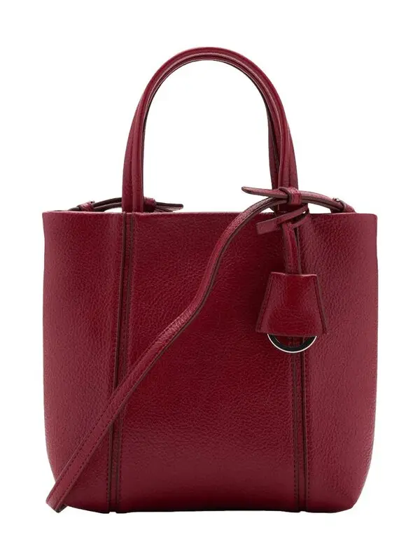 Mango Mini Faux Leather Tote - Red