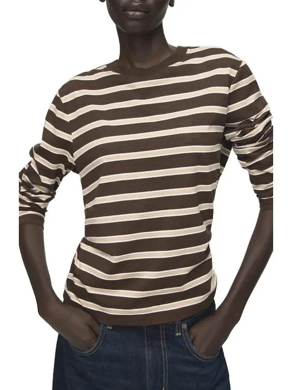 Mango Stripe Long-sleeve T-shirt - Brown
