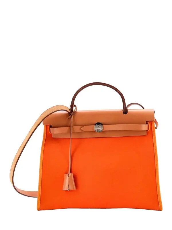 HERMES Herbag Zip Leather And Toile 31 - Feu