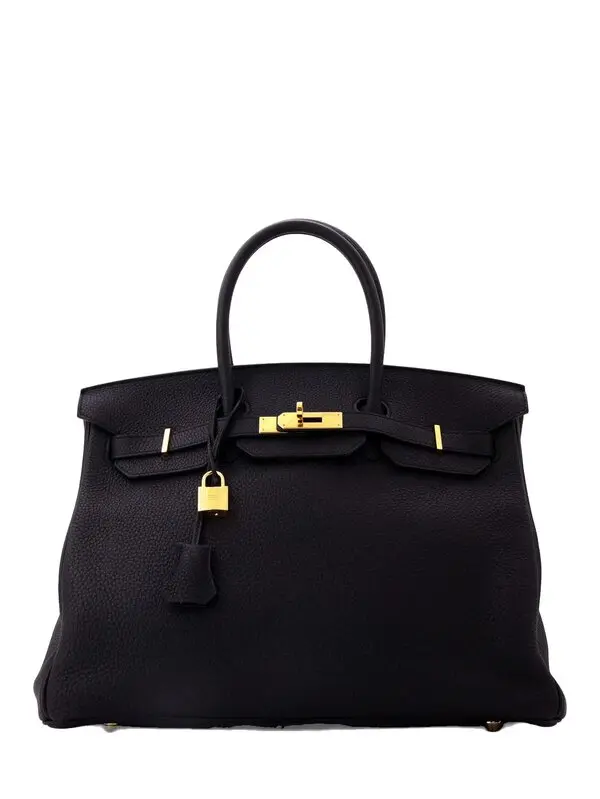 HERMES Birkin Handbag Black Clemence With Gold Hardware 35 - Noir