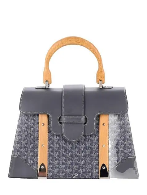 Goyard Saigon Top Handle Bag Coated Canvas With Leather Mm - Grey