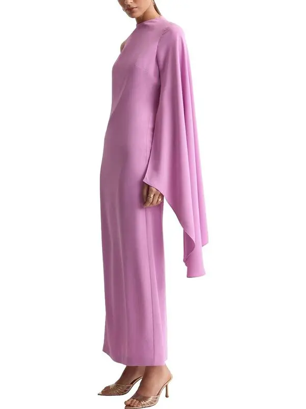 Mango One-shoulder Cape Maxi Dress - Light/pastel Purple