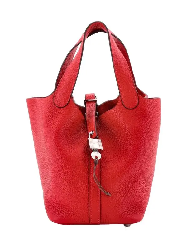 HERMES Picotin Lock Bag Clemence Pm - Rouge Casaque