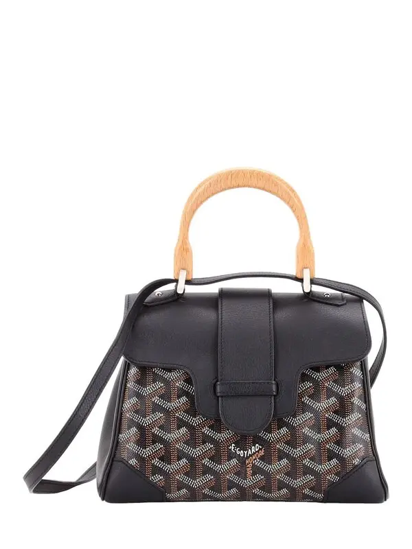 GOYARD Saigon Top Handle Bag Coated Canvas With Leather Mini - Black