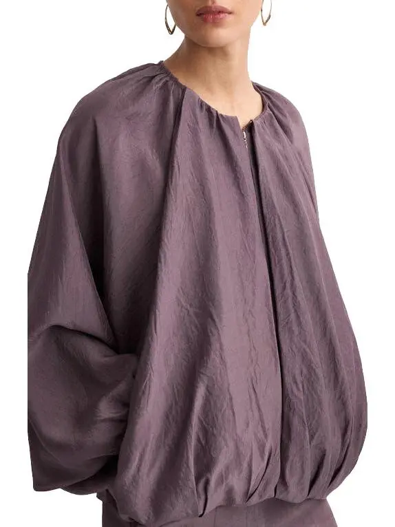 Mango Oversize Bubble Bomber Jacket - Purple