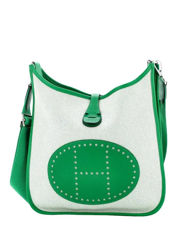 Hermès Evelyne Bag Gen Iii Toile And Leather Pm - Green
