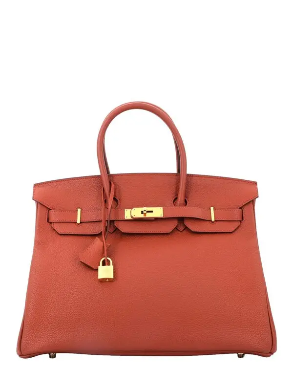 Hermès Birkin Handbag Brown Togo With Gold Hardware 35 - Red