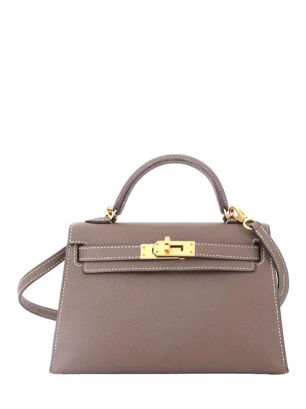 Hermès Kelly Mini Ii Bag Grey Epsom With Gold Hardware - Etoupe