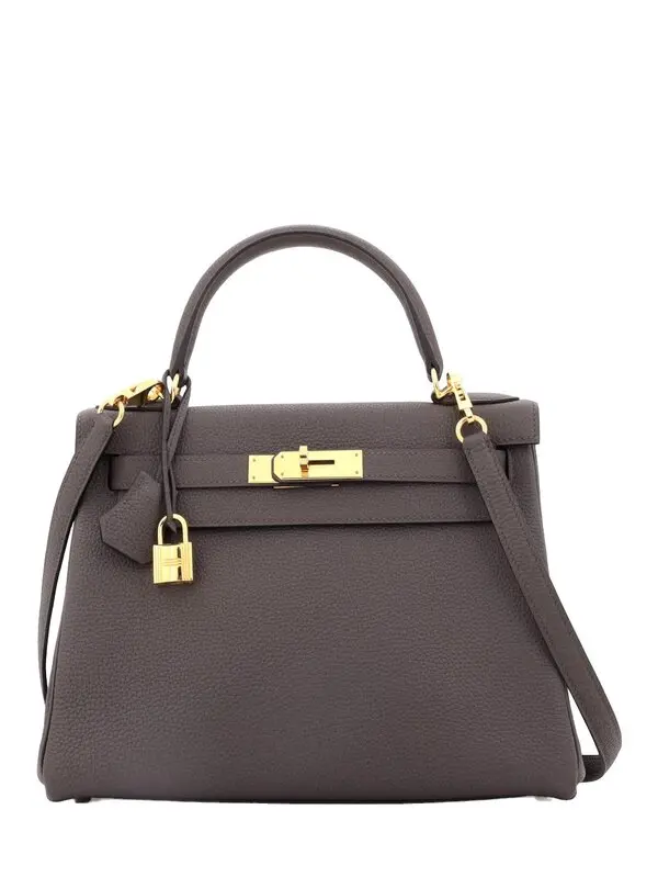 Hermès Kelly Handbag 28 Grey Togo With Gold Hardware - Etain