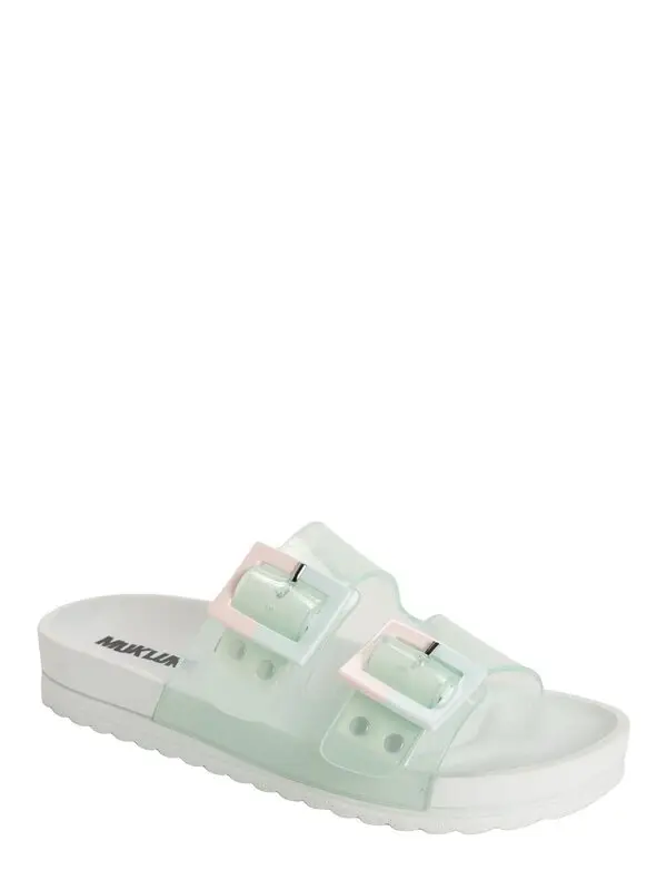 MUK LUKS Grand Cayman Slide Sandals With Adjustable Straps And Cushioned Footbed - Mint