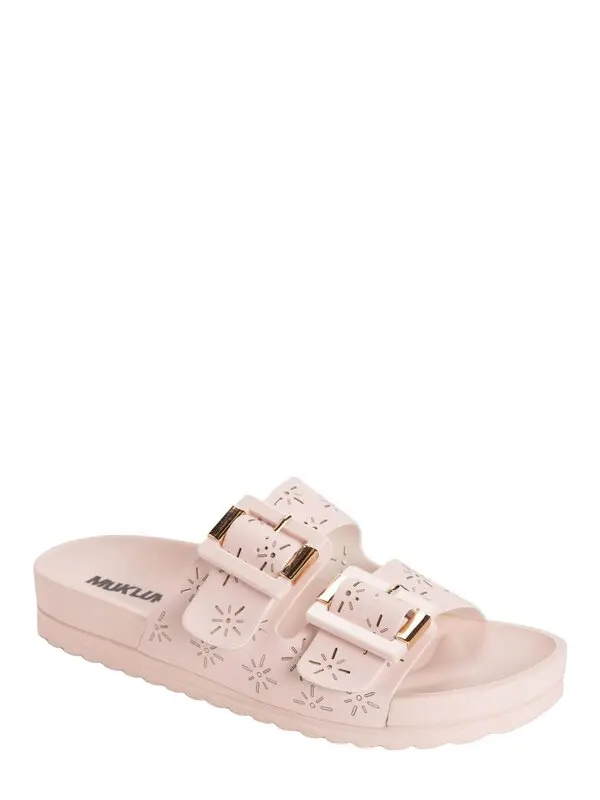 MUK LUKS Grand Cayman Slide Sandals With Adjustable Straps And Cushioned Footbed - Pink