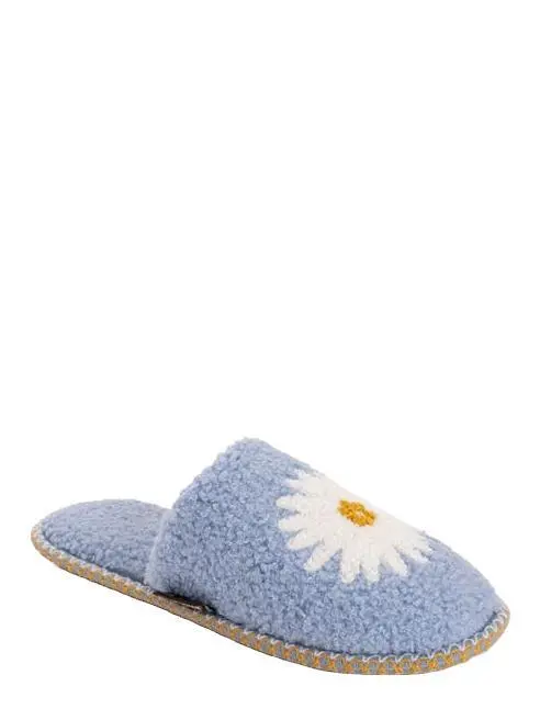 MUK LUKS Novelty Punch Needle Scuff Slipper - Blue Daisy
