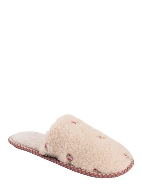 MUK LUKS Novelty Punch Needle Scuff Slipper - Cream Floral