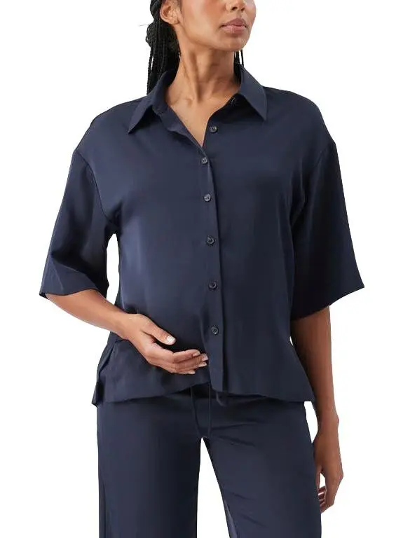 RIPE MATERNITY Tamara Satin Shirt - Midnight