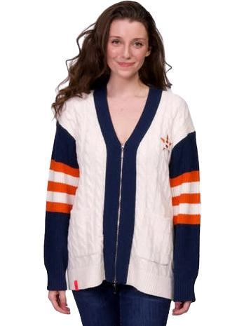 LUSSO Houston Astros Shyla Knit V-neck Full-zip Sweater - Navy