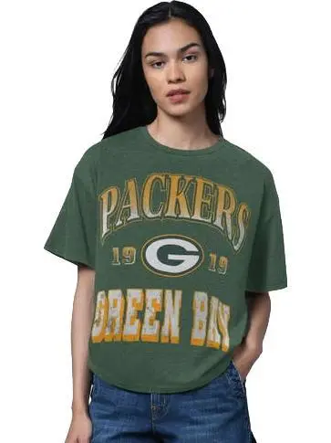 STARTER Green Bay Packers Oversized Hall Of Fame T-shirt - Heather Green