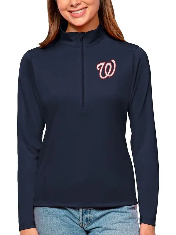 ANTIGUA Washington Nationals Tribute Quarter-zip Pullover Top - Navy