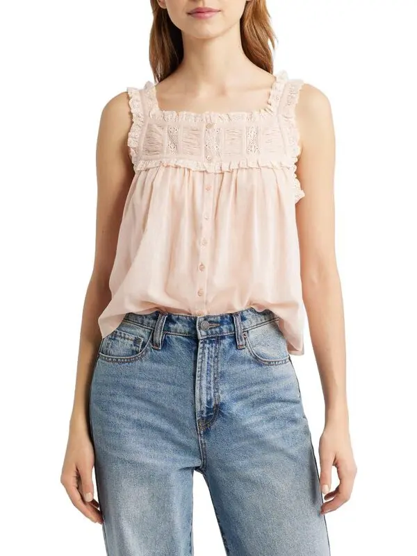 DÔEN Fidella Lace Trim Top - Blush
