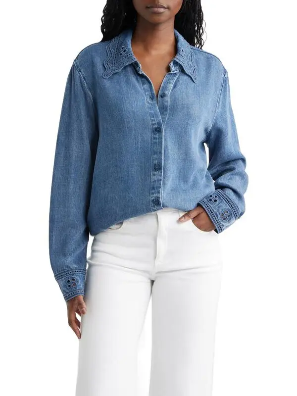 Rails Bethany Embroidered Denim Shirt - Antique Blue