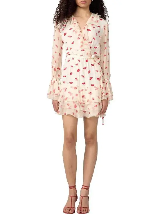 Diane Von Furstenberg Marianne Lip Print Minidress - Bisous Bisous Cloud Ivory