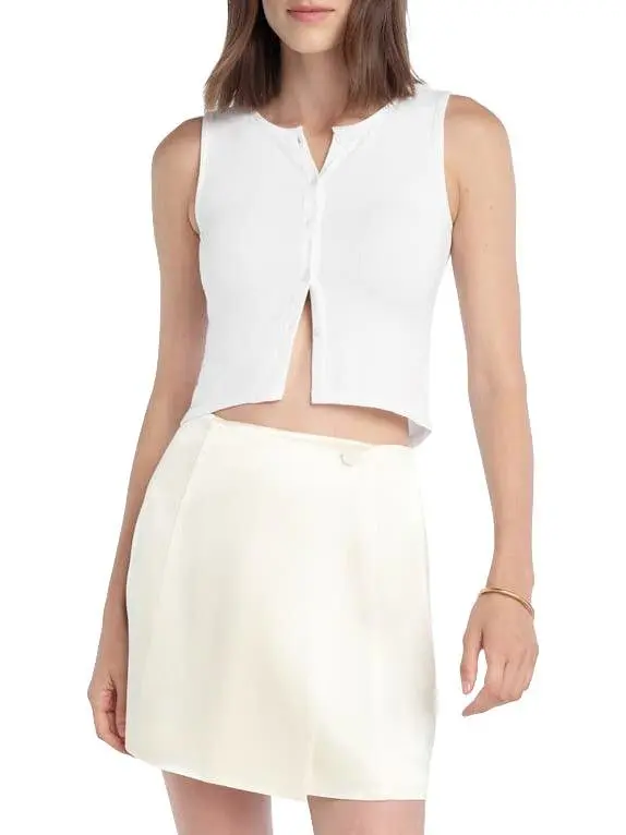 FAVORITE DAUGHTER The Dalia Rib Button Front Crop Top - White