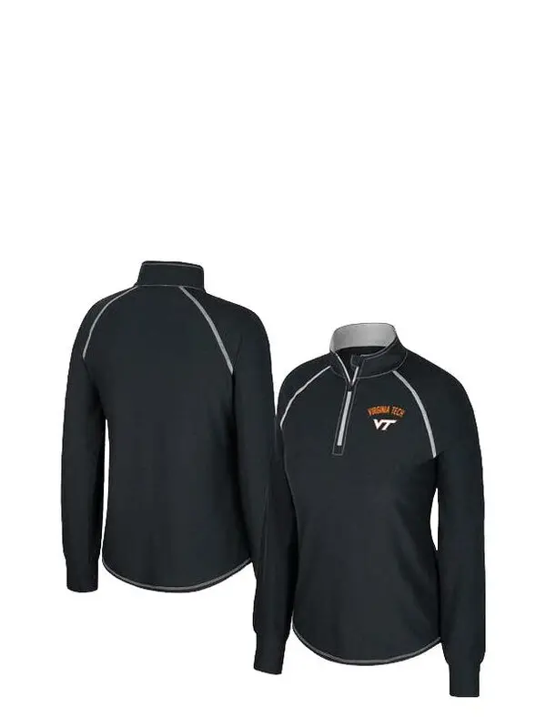 COLOSSEUM Virginia Tech Hokies Raglan Quarter-zip Top - Black