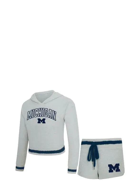 CONCEPTS SPORT Michigan Wolverines Whitley Long Sleeve Hoodie Top & Shorts Set - Gray