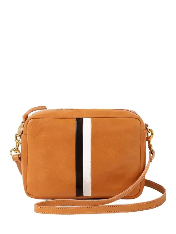 Clare V. Midi Sac Leather Crossbody Bag - Rustic/black & Cream