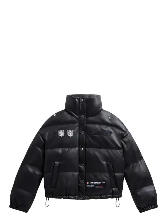 OFF SEASON New York Jets Faux Leather Puffer Jacket - Black