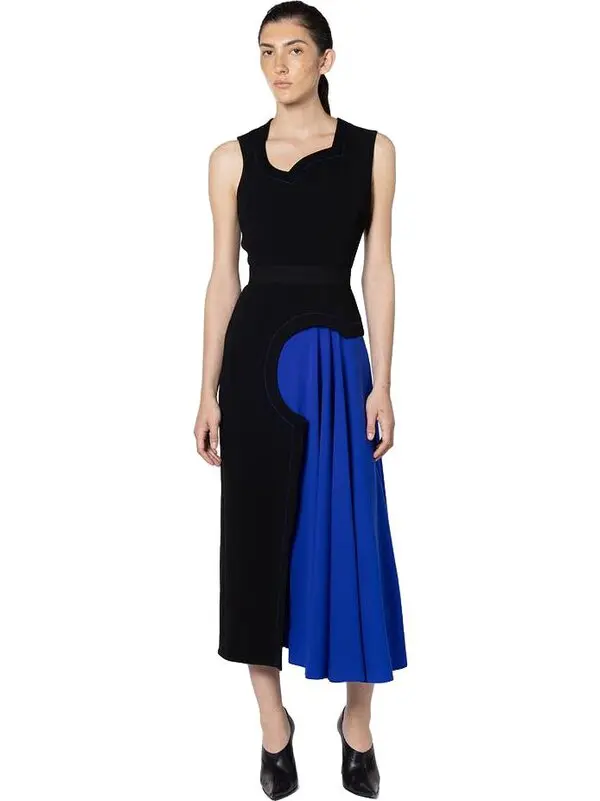ROKSANDA Saro Fit And Flare Dress - Black/persian Blue