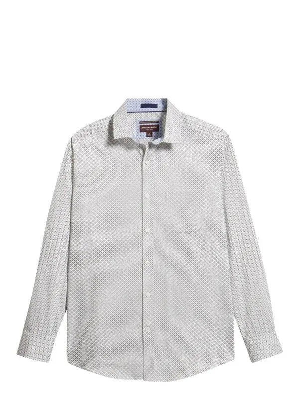 Johnston & Murphy Logan Print Button-up Shirt - Sage Tile