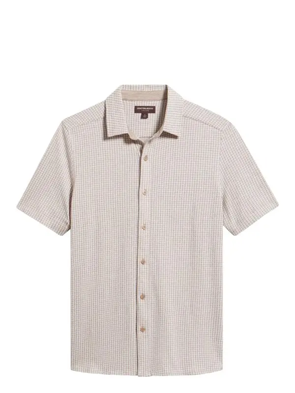 Johnston & Murphy Bennett Gingham Short Sleeve Button-up Shirt - Tan Gingham