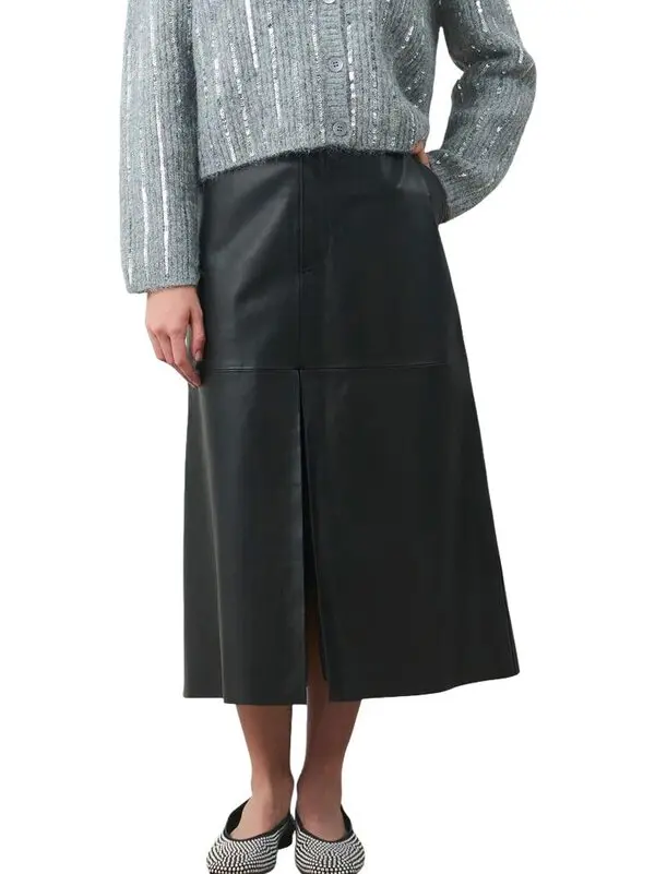 VELEZ Efos Leather Pencil Skirt - Black