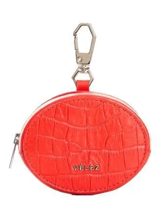 VELEZ Leather Coin Purse With Croc-embossed Accents - Red