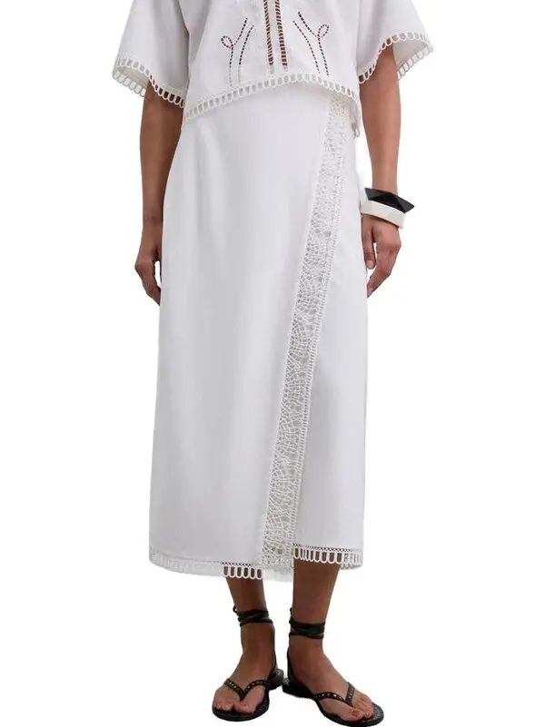 SCALPERS Lace Detail Sarong Skirt - White