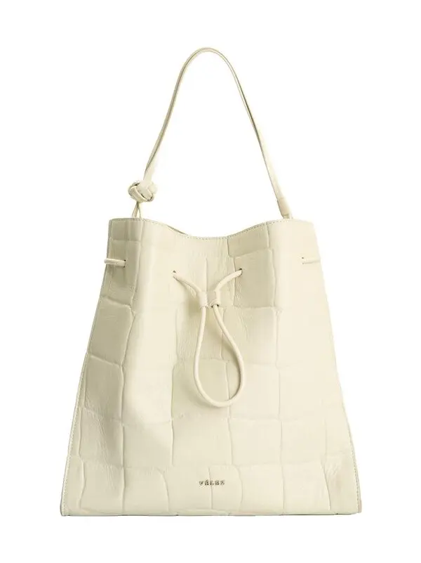 VELEZ Embossed Leather Shopper Tote Bag - White