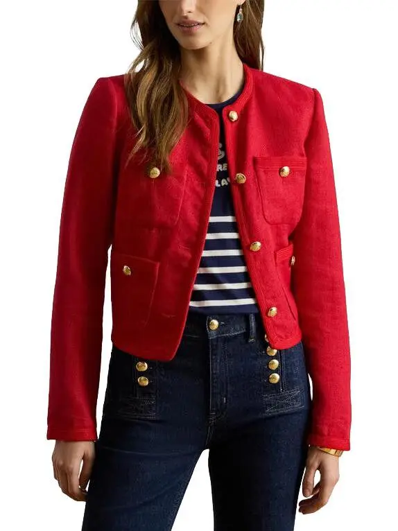 Ralph Lauren Linen Herringbone Jacket - Cruise Red