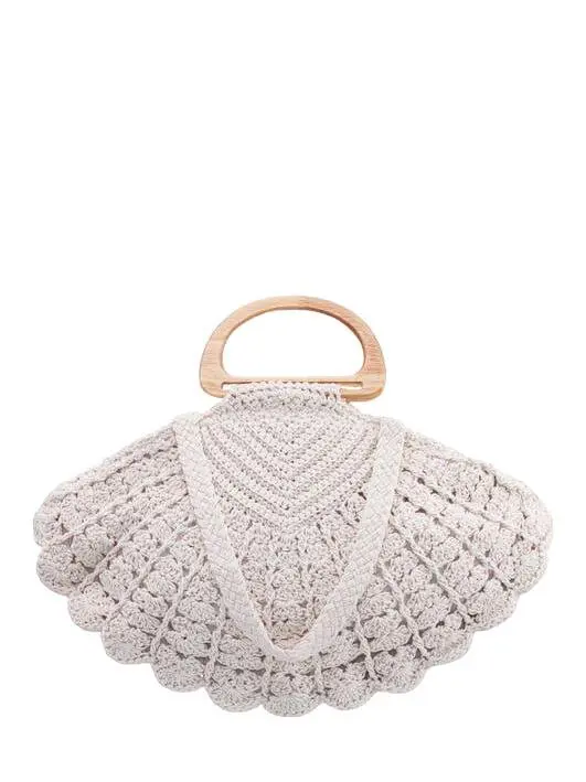 Nina Unity Crochet Shell Clutch - Ivory