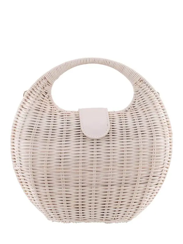 Nina Kava Rattan Handbag - White