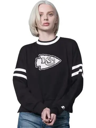 STARTER Kansas City Chiefs Drop Shoulder Cropped Sweatshirt - Black