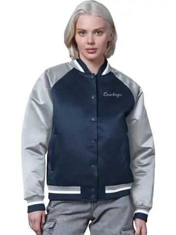 STARTER Dallas Cowboys Satin Varsity Jacket - Navy
