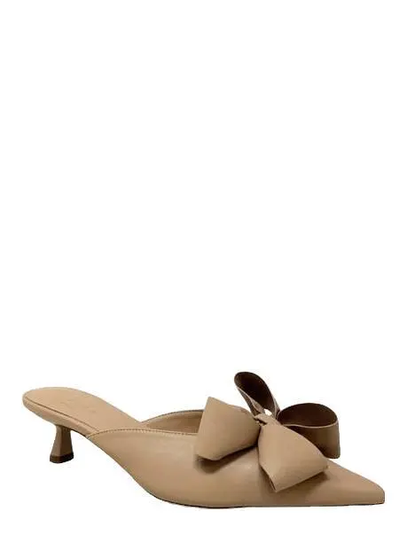SHU SHOP Nell Pointed Toe Kitten Heel Mule - Beige